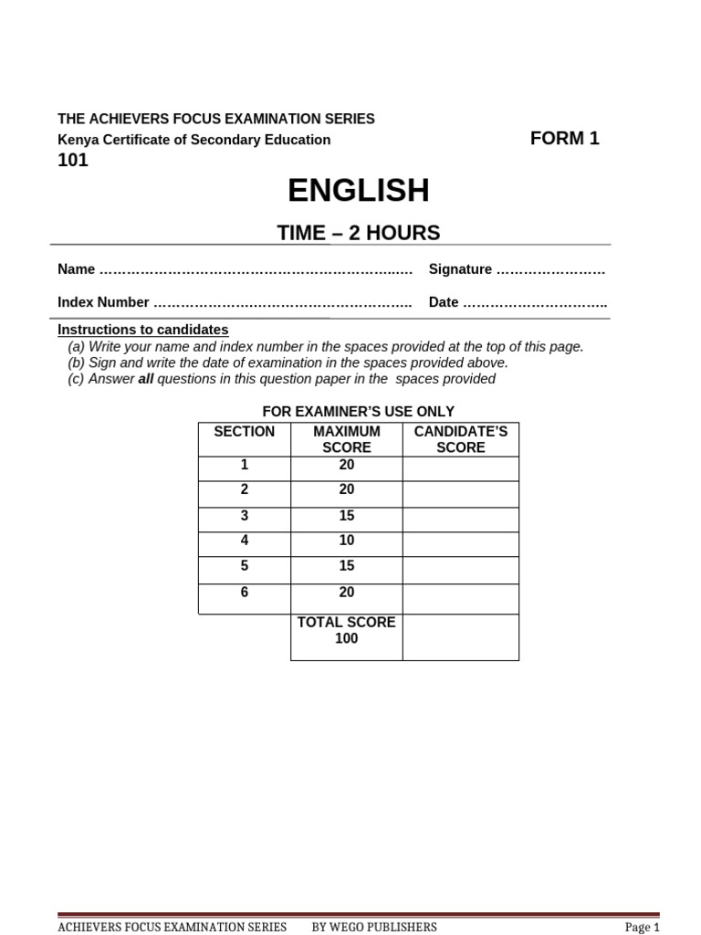 F1 English QN | PDF