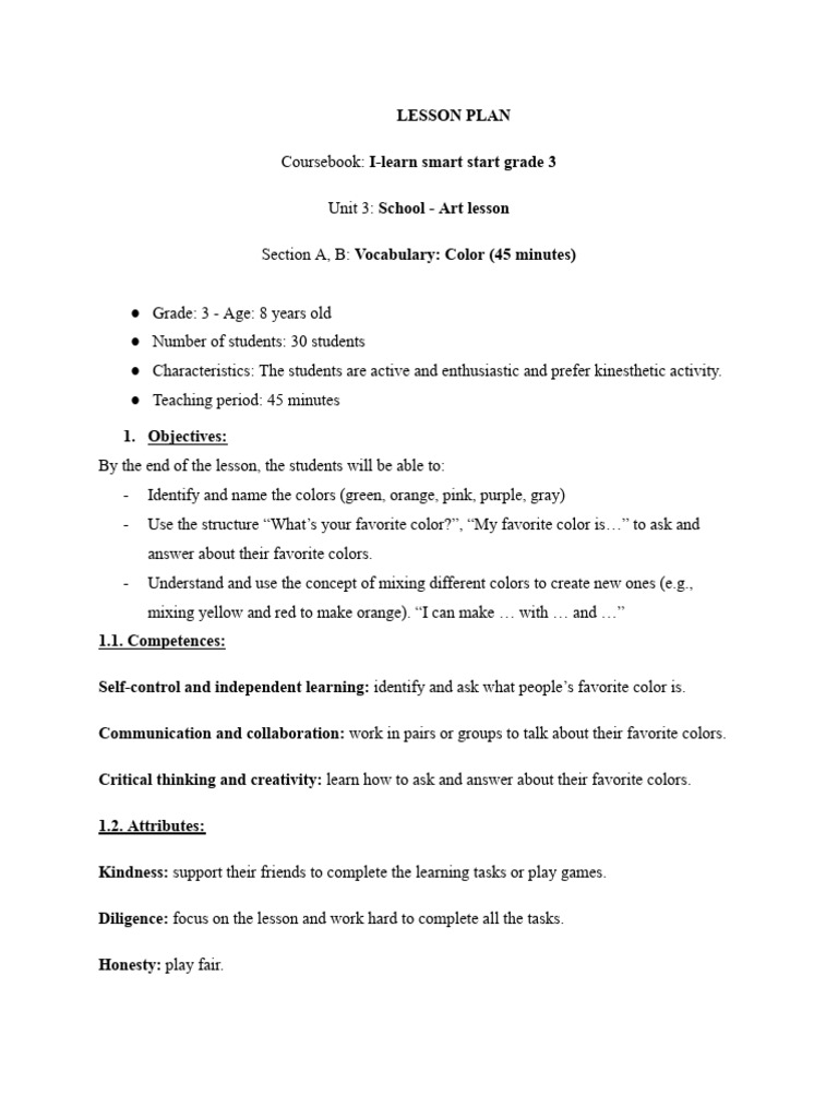 Group A - Micro-Teaching Vocabulary Lesson Plan | PDF