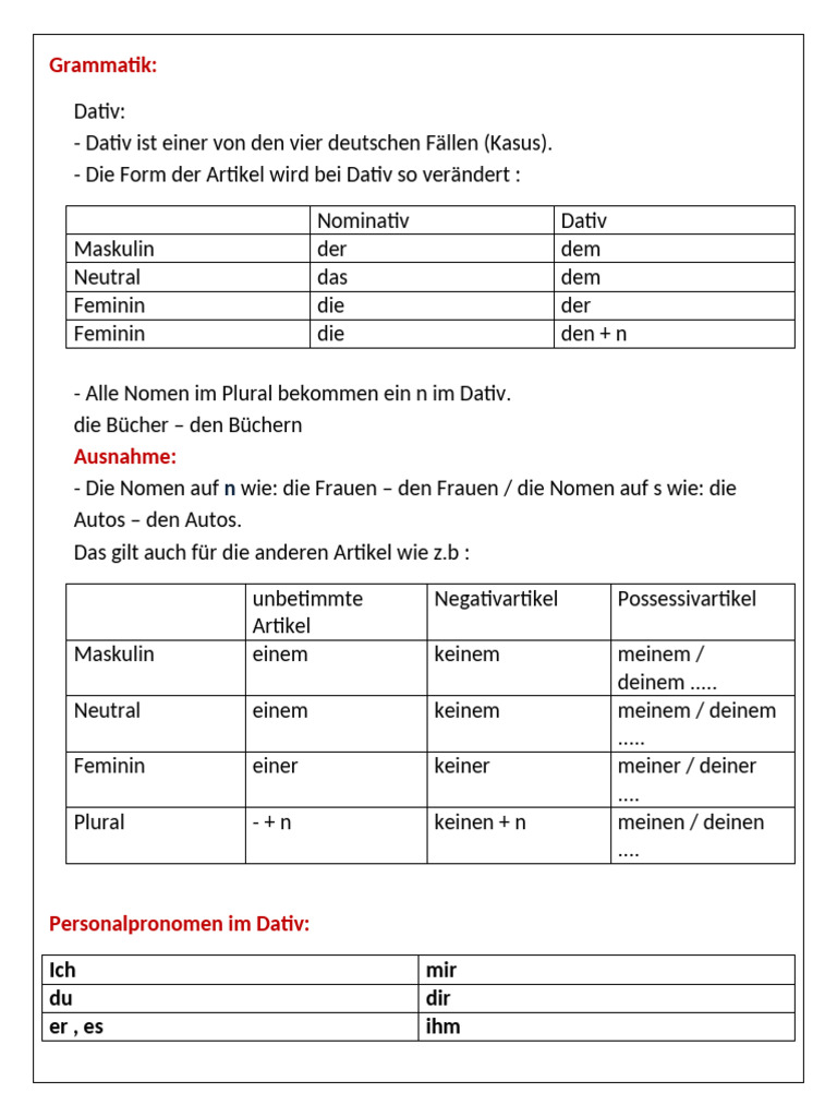 Lektion 13 Grammatik | PDF