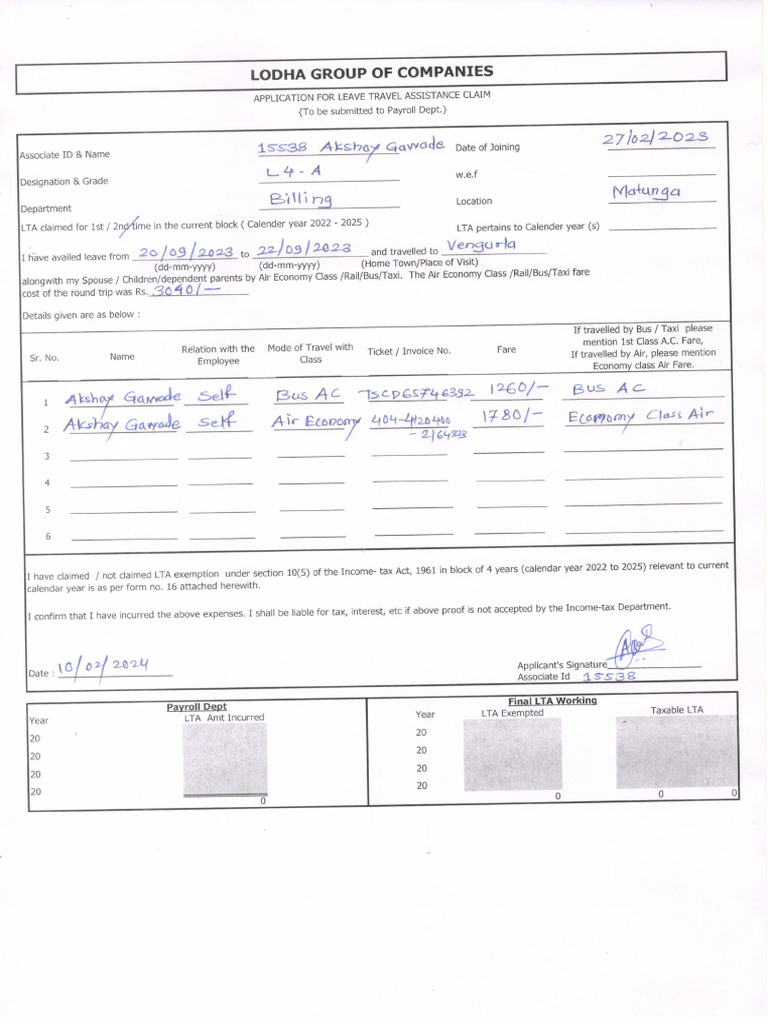 LTA Form 20-09 and 22-09 | PDF