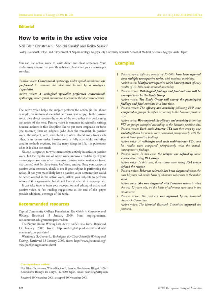 How to Write in the Active Voice 1jjdaai3vp | PDF