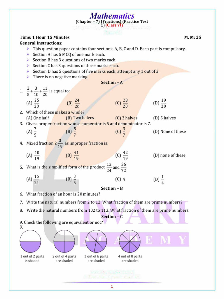 6 Maths Chapter 7 Test 1 Pdf