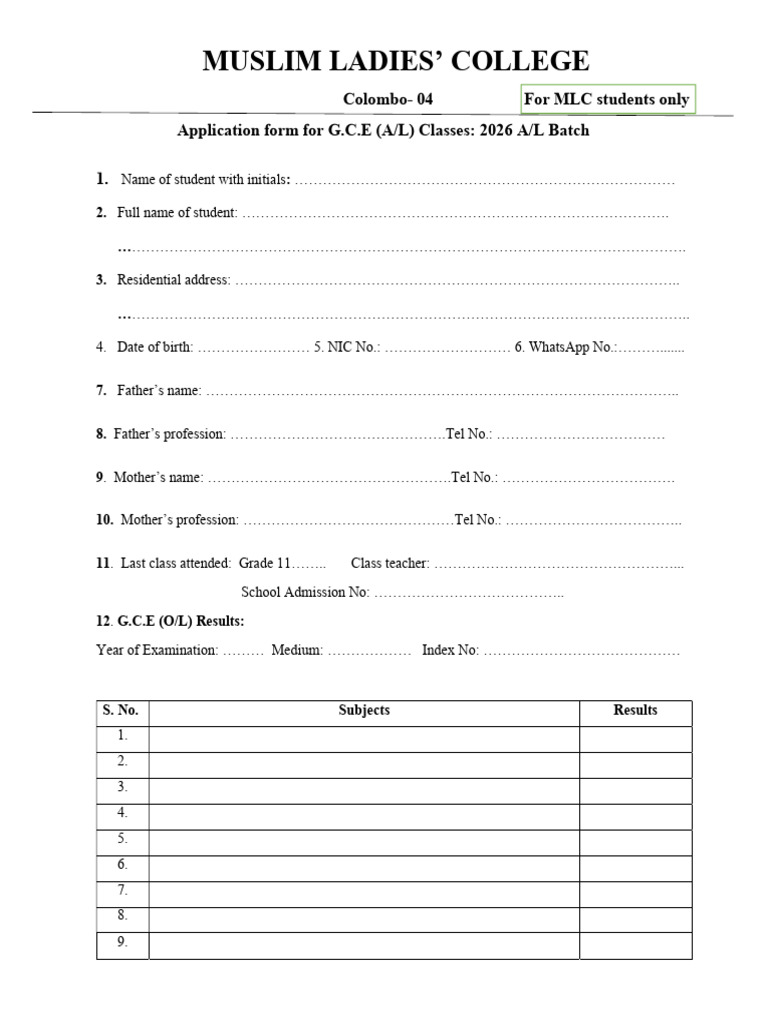 Application MLC 2026 INTERNAL PDF | PDF
