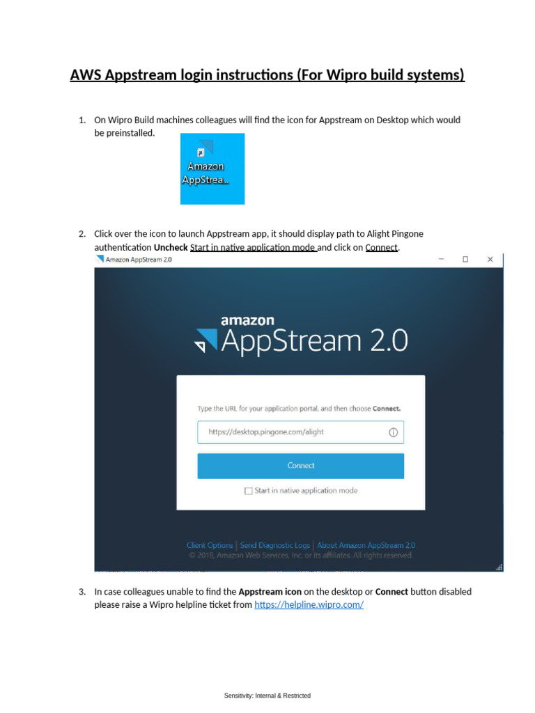 AWS AppStream Login - Wipro Build | PDF