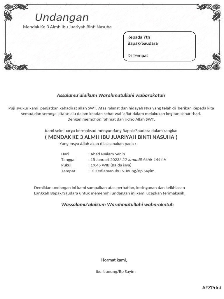 Undangan Mendak | PDF