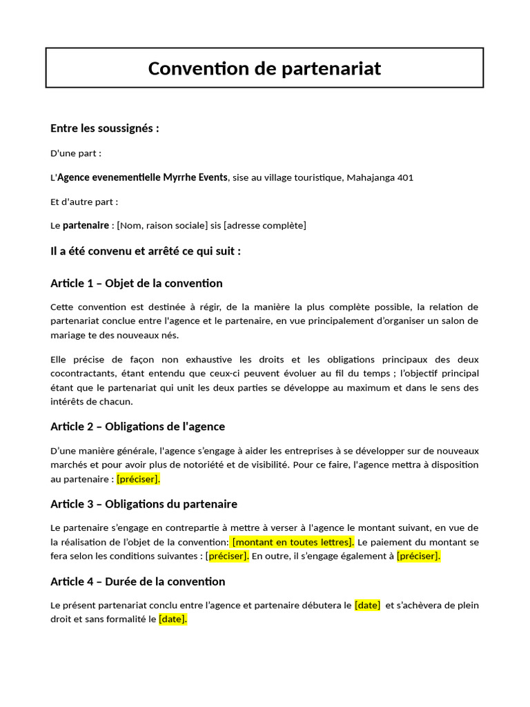 Convention de partenariat | PDF