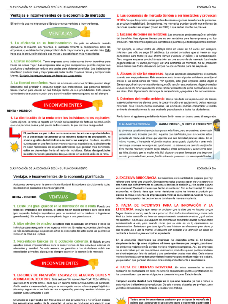 VENTAJAS Y DESVENTAJAS Clasificaci-N de La Econom-A Seg-N Su Funcionamiento Sistemas Econ-Micos ...