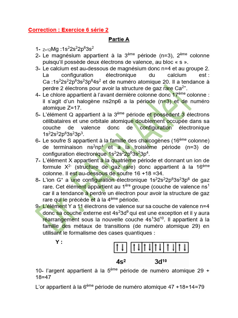Correction Exercice 6 Chimie Minérale BM | PDF