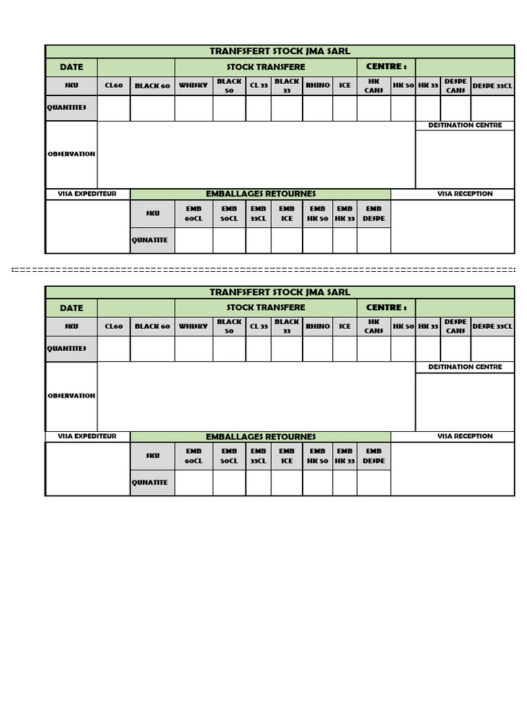Fiche de Transfert Stock (1) | PDF