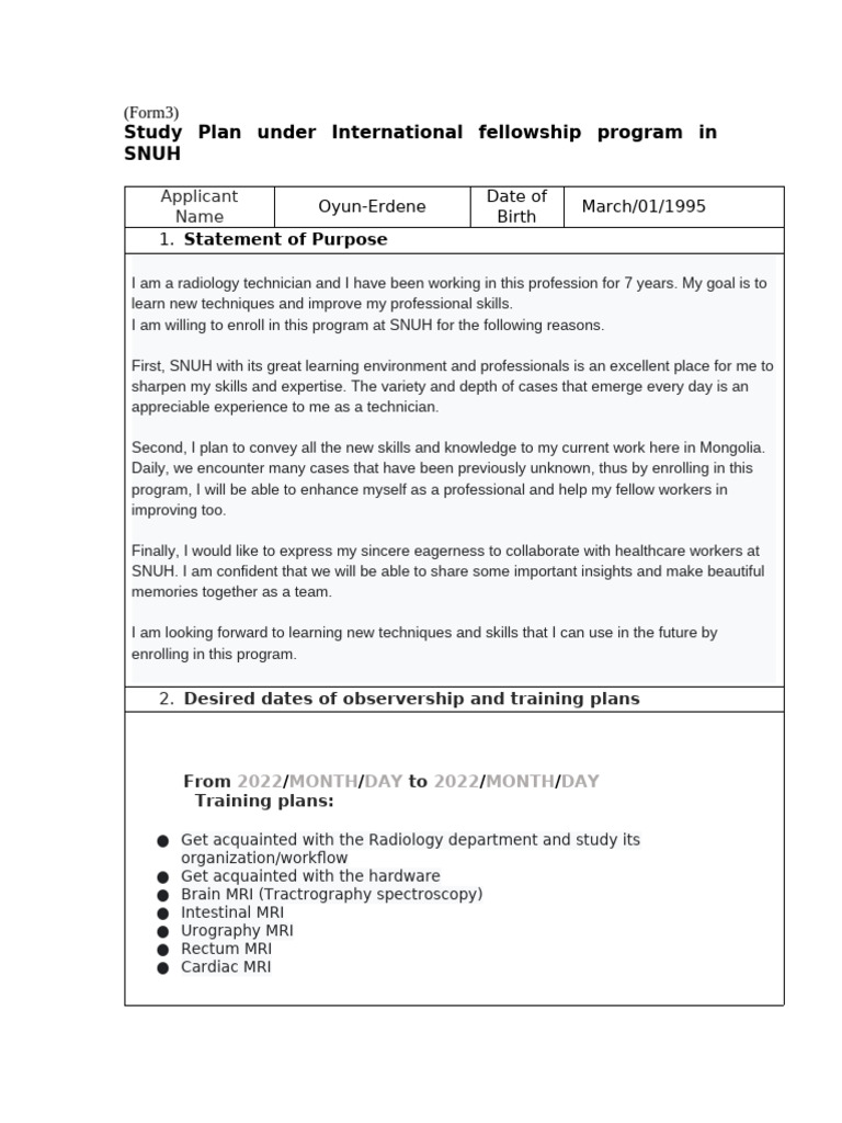 1-3. Form3. Study Plan (Revised) | PDF