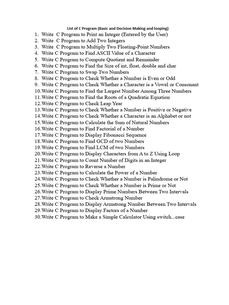 List of C Program | PDF