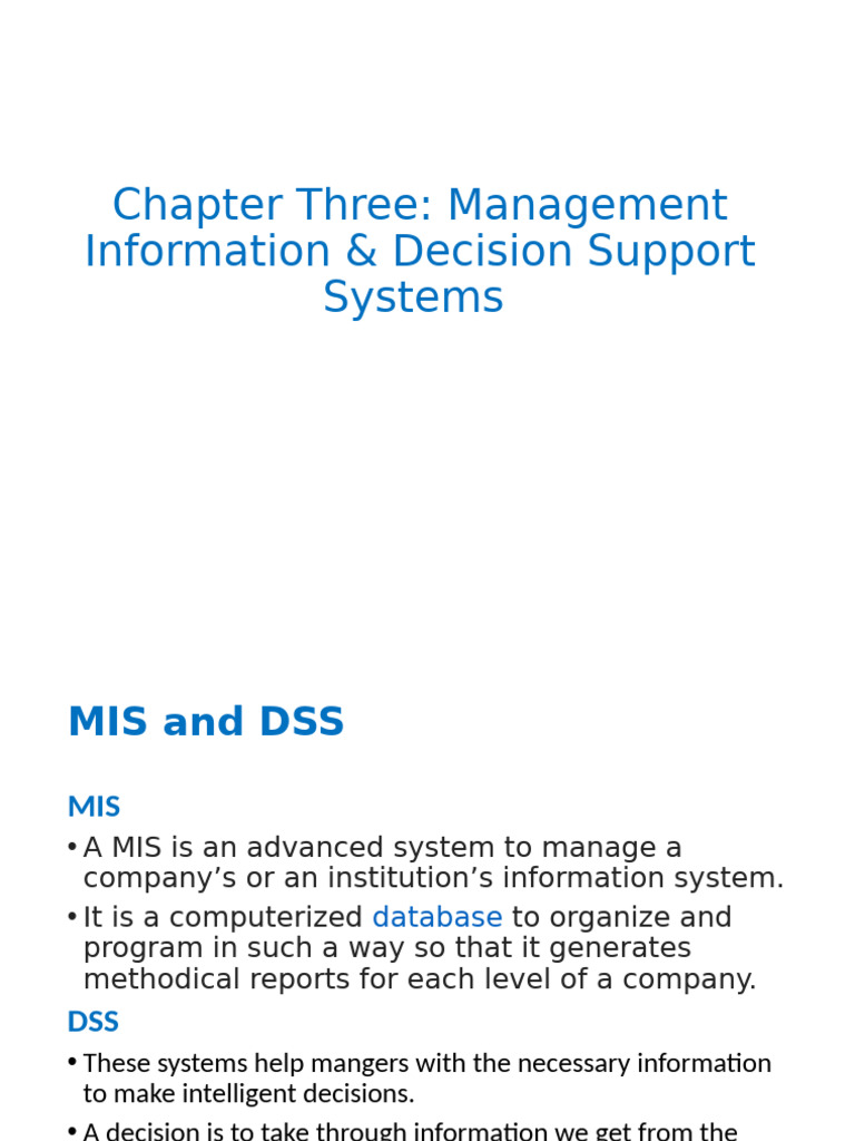 MIS ch-3 - MIS and DSS | PDF | Decision Support System | Business