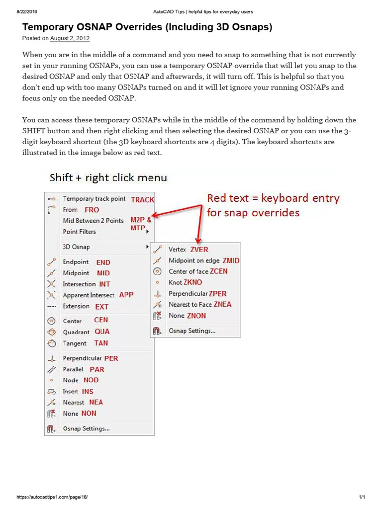 AutoCAD Tips - Temporary OSNAP Overrides | PDF