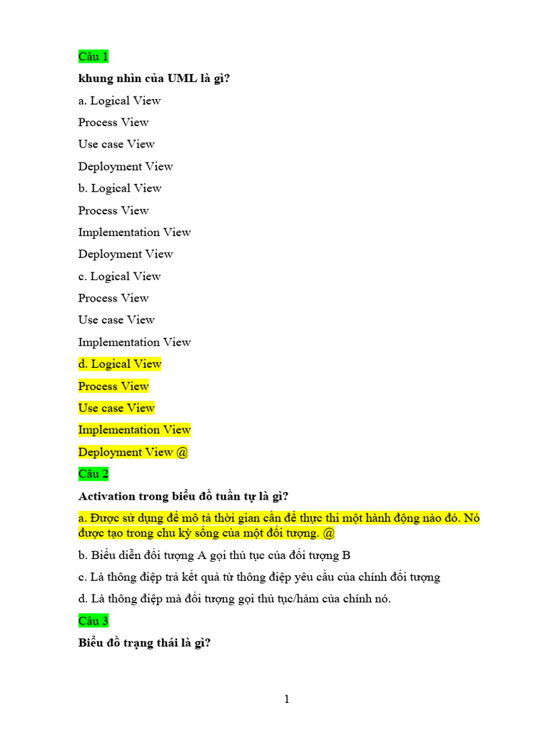 (123doc) - Dap-An-Trac-Nghiem-Ung-Dung-Uml-Trong-Phan-Tich-Va-Thiet-Ke-It44-Thi-Tu-Luan | PDF