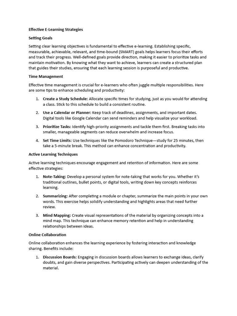 E-Learning Strategies | PDF