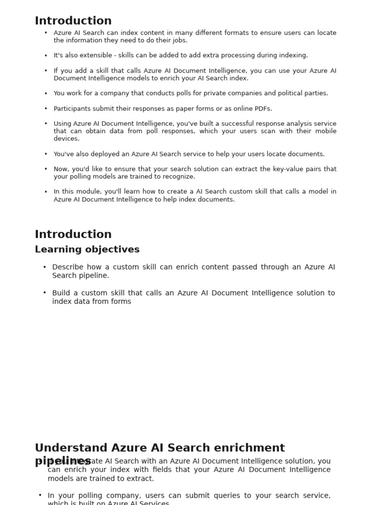 05 Build A Document Intelligence Custom Skill For Azure AI Search | PDF | Search Engine Indexing ...
