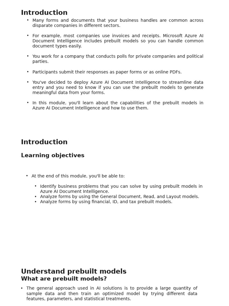 02 Use Prebuilt Document Intelligence Models | PDF | Artificial ...