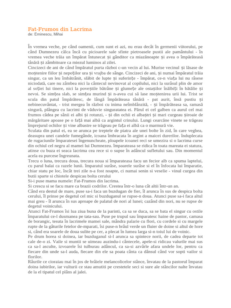 Fat Frumos Din Lacrima | PDF