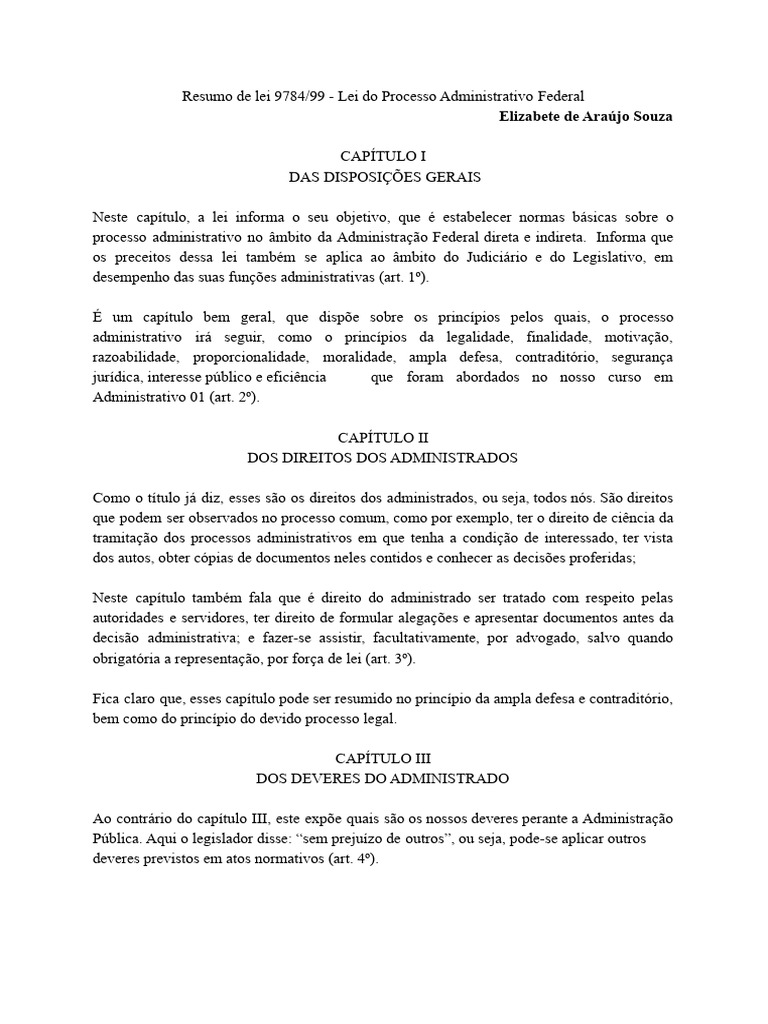 Resumo Da Lei 9784.99 | PDF