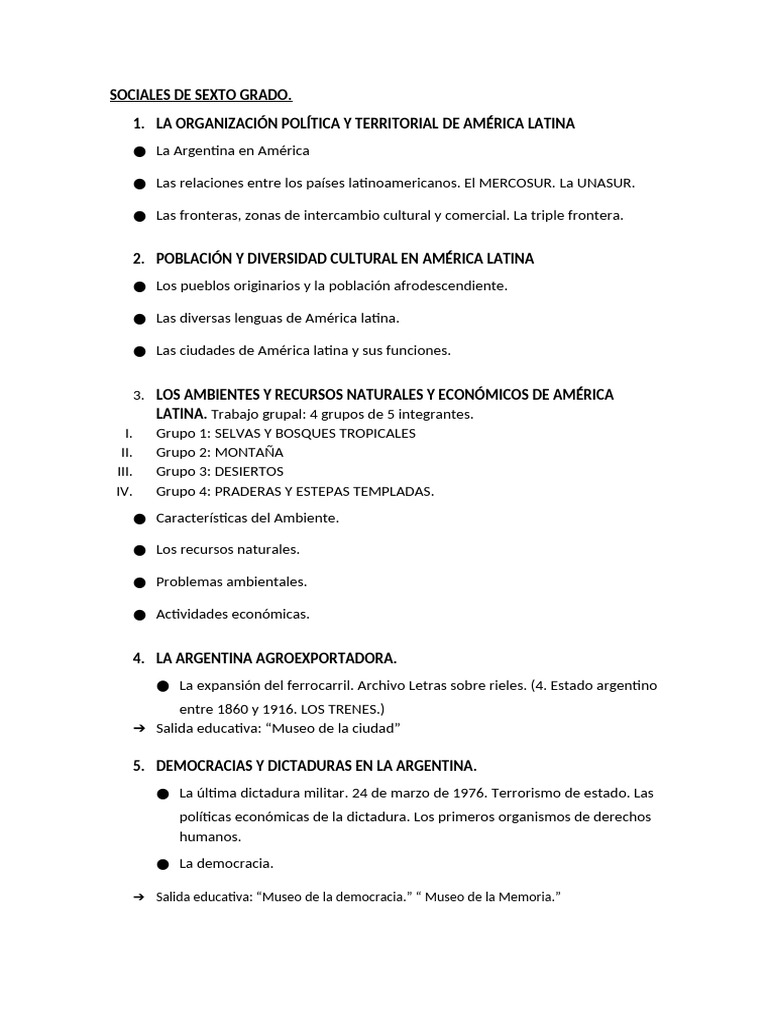 Resumen SOCIALES DE SEXTO GRADO | PDF