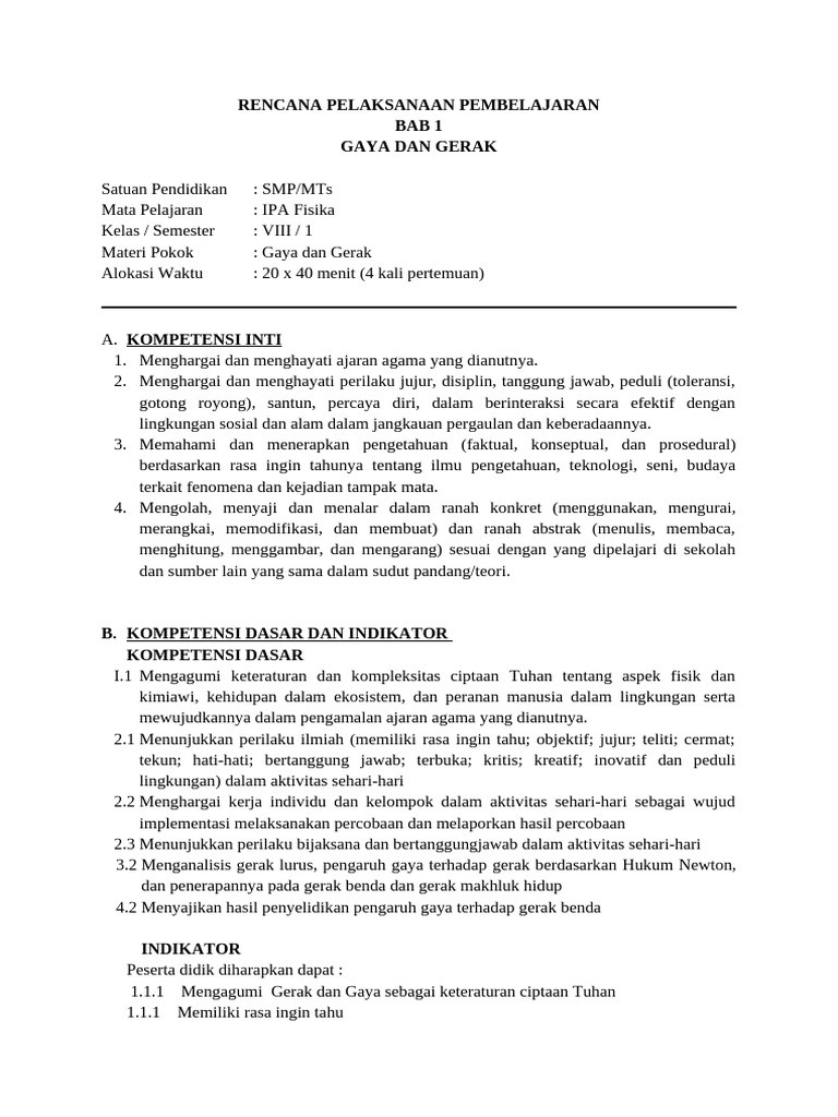 IPA FISIKA SMP (TAG) - KLS - VIII - K13N-RPP (Rencana Pelaksanaan Pembelajaran) - RPP IPA FISIKA ...
