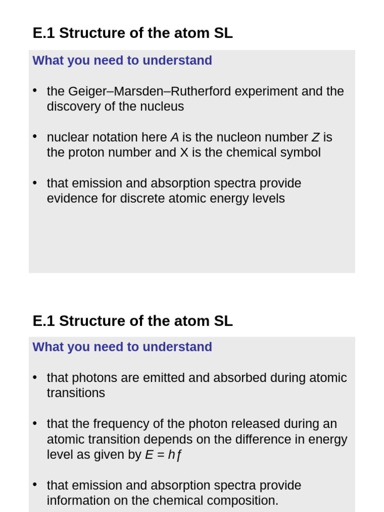 E.1 Structure of The Atom SL | PDF