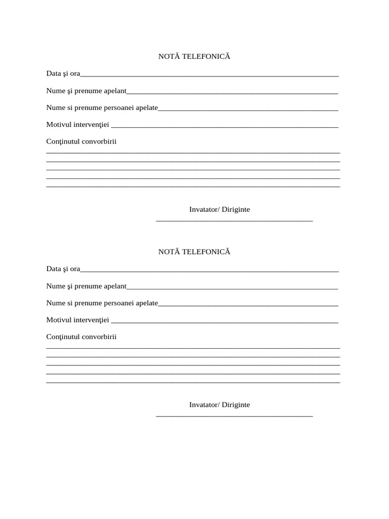 Nota Telefonica | PDF
