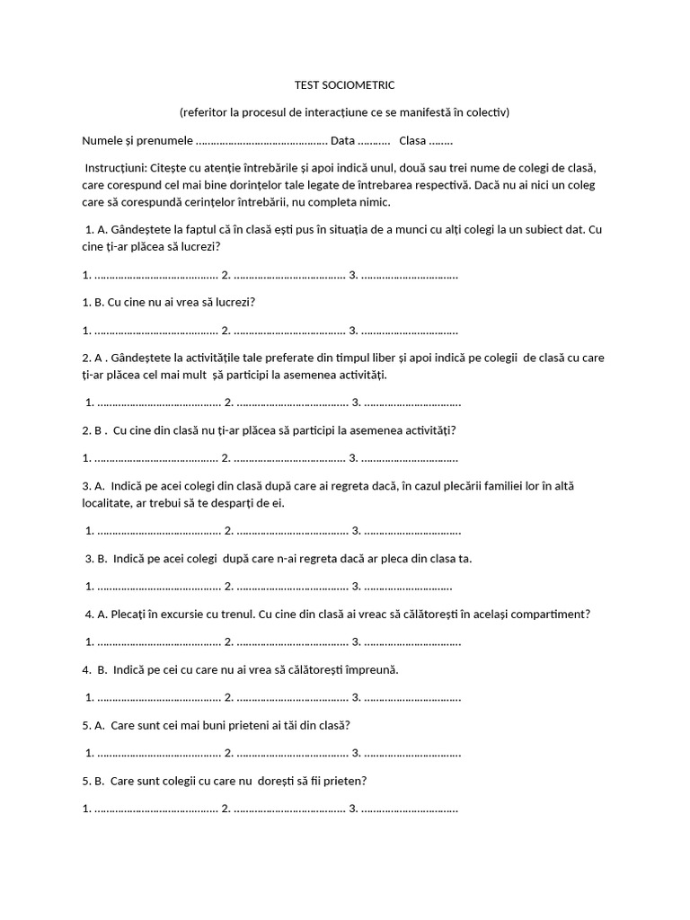 Test Sociometric | PDF