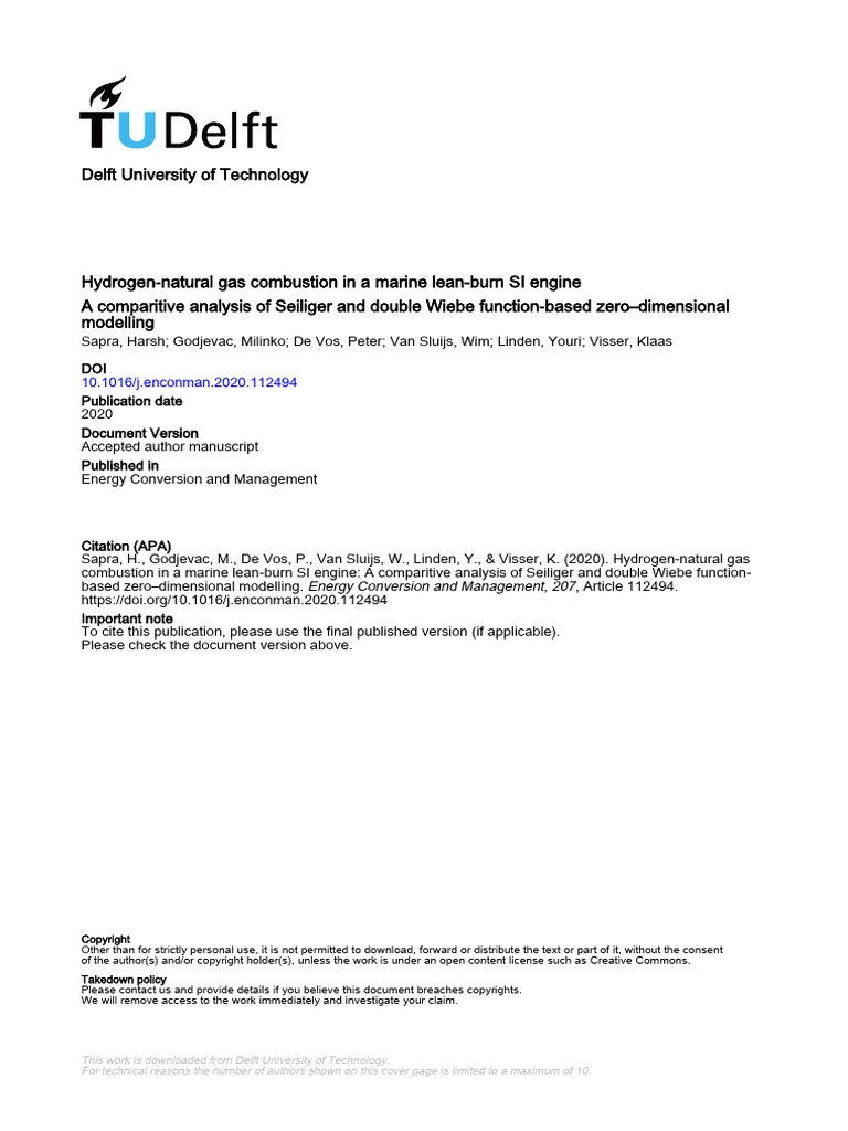 Harsh Sapra Hydrogen Natural Gas Combustion Paper Post Print Pure | PDF