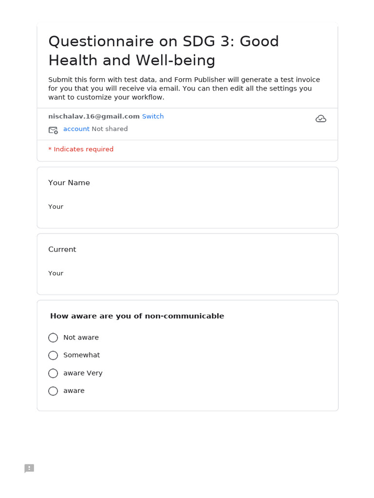 Questionnaire on SDG 3_ Good Health and Well-being | PDF
