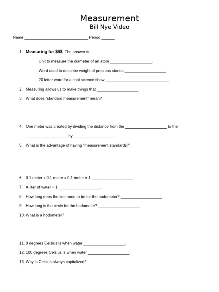 Measurement Bill Nye | PDF