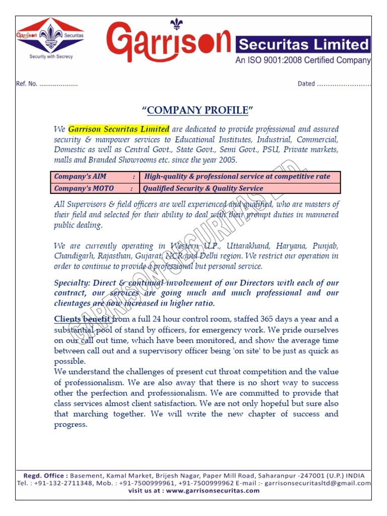 Company Profile - Garrison Securitas Ltd. | PDF