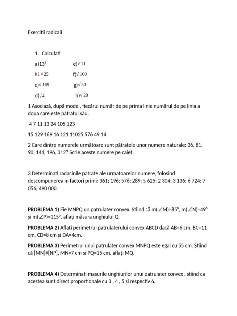 Exercitii Radicali | PDF