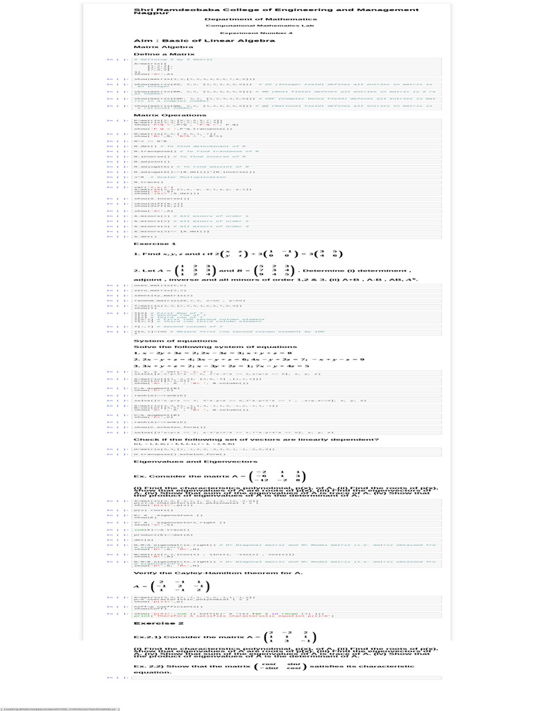Linear Algebra (Matrices) 2 | PDF