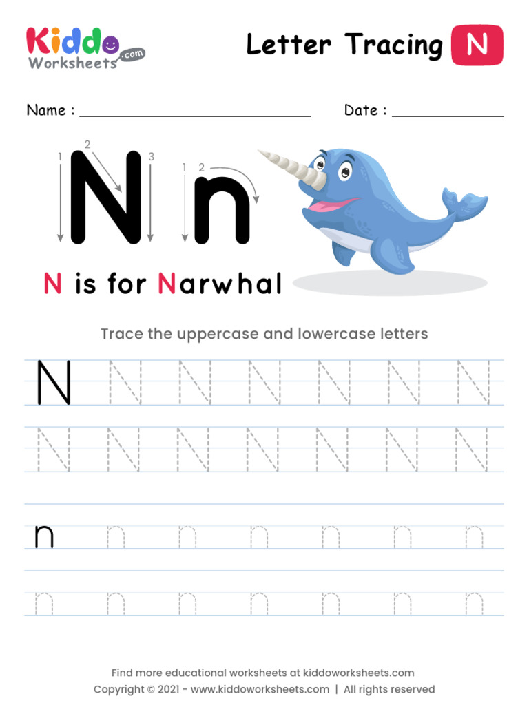 Letter Tracing Alphabet N Worksheet | PDF