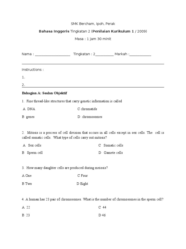 Bahasa Inggeris Tingkatan 2 (Penilaian Kurikulum 1 / 2009) : SMK ...