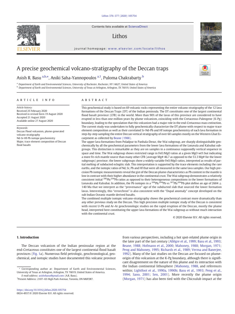 Lithos: Asish R. Basu, Aniki Saha-Yannopoulos, Puloma Chakrabarty | PDF