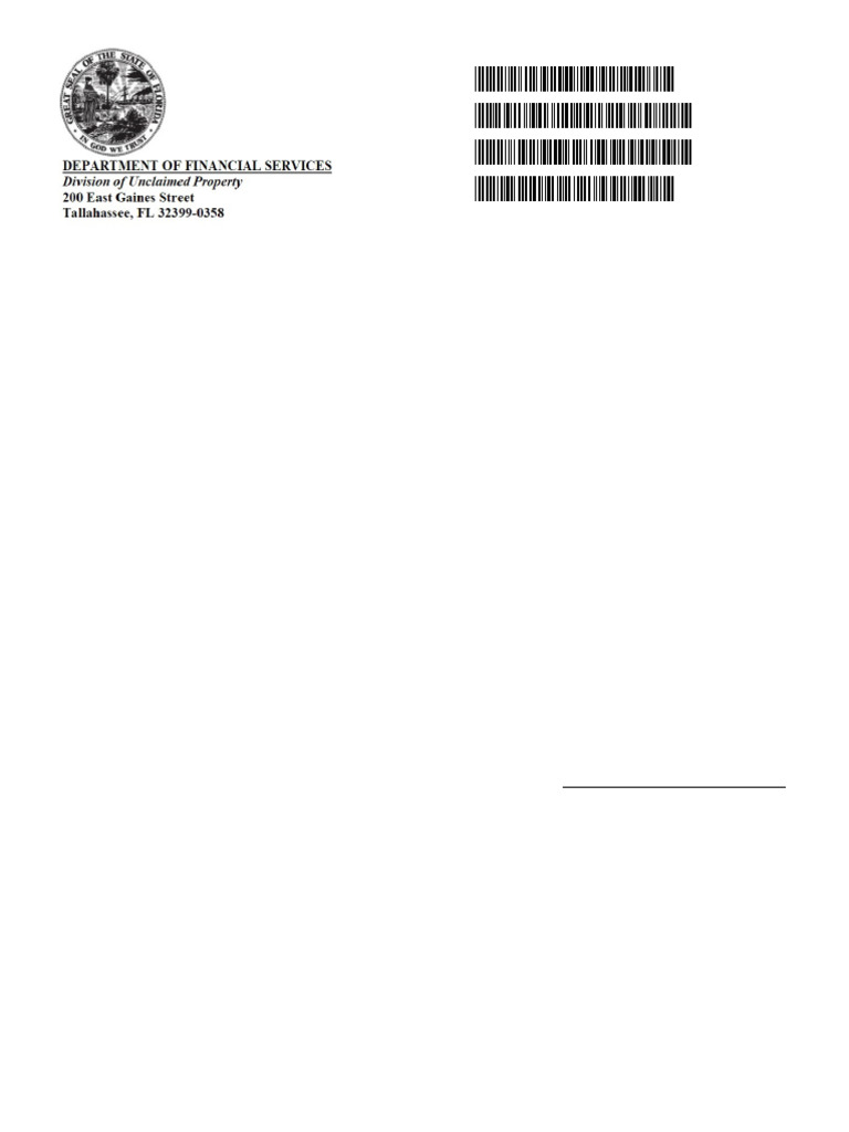 Claim For Unclaimed Property Pursuant To Section 717.124, Florida ...