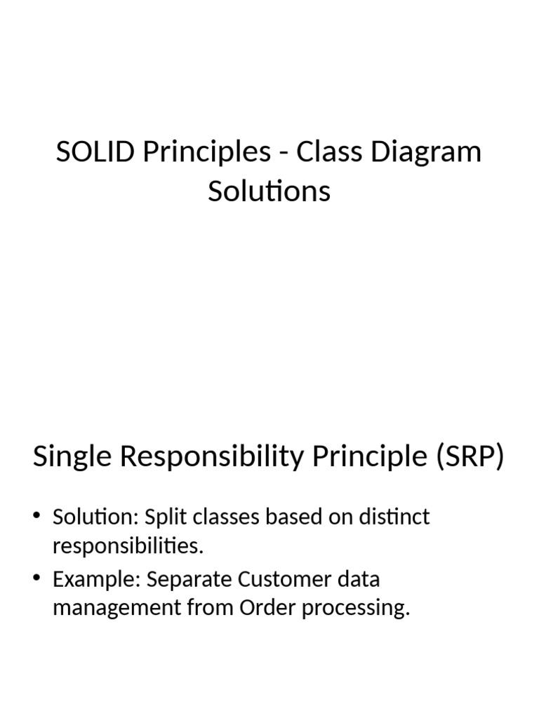 SOLID Principles - Class Diagram Solutions | PDF