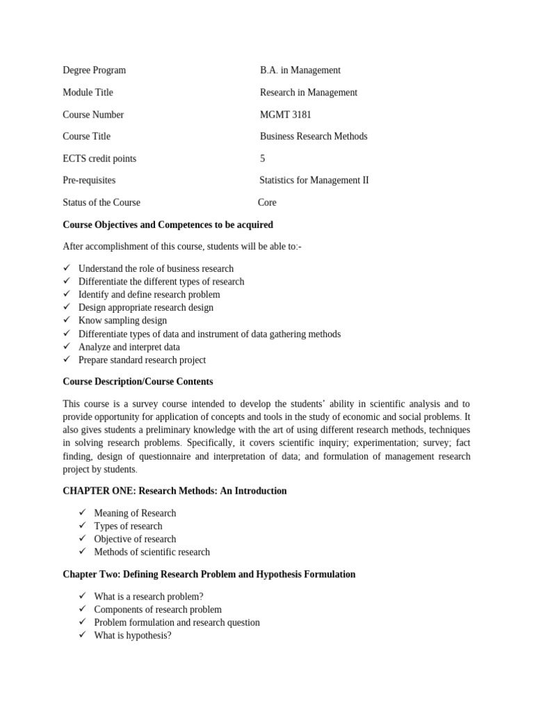 Research Course Outline | PDF | Scientific Method | Career & Growth