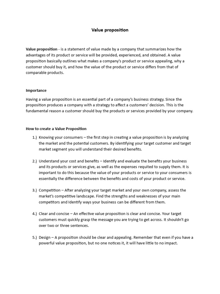 Value Proposition | PDF