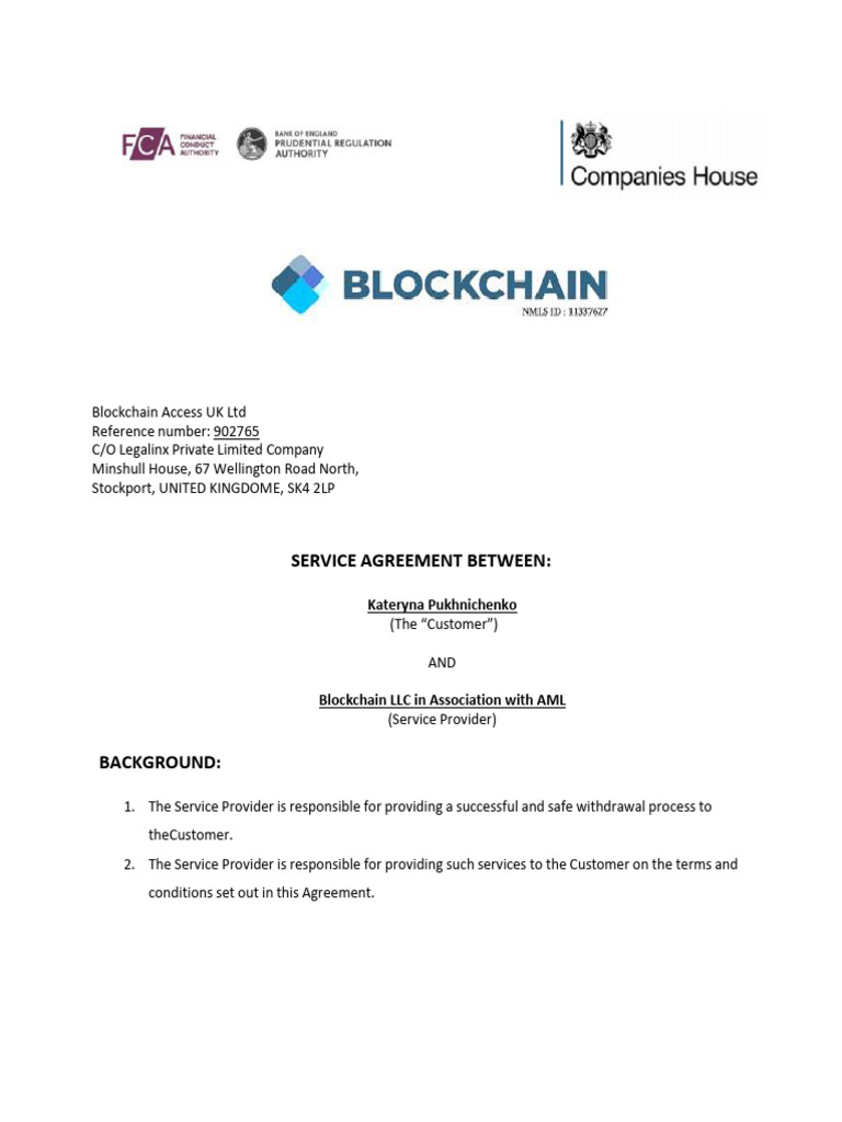 Withdrawal Contract (Blockchain) - Kateryna Pukhnichenko | PDF
