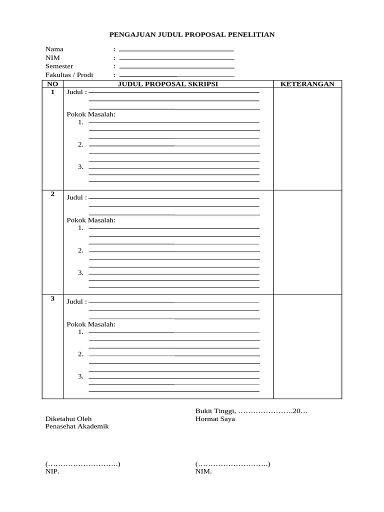 Pengajuan Judul Proposal Penelitian | PDF