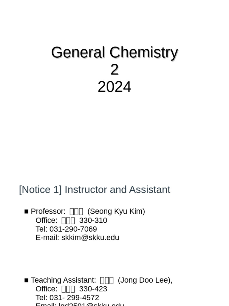 Introduction-2024 General Chemistry 2 | PDF