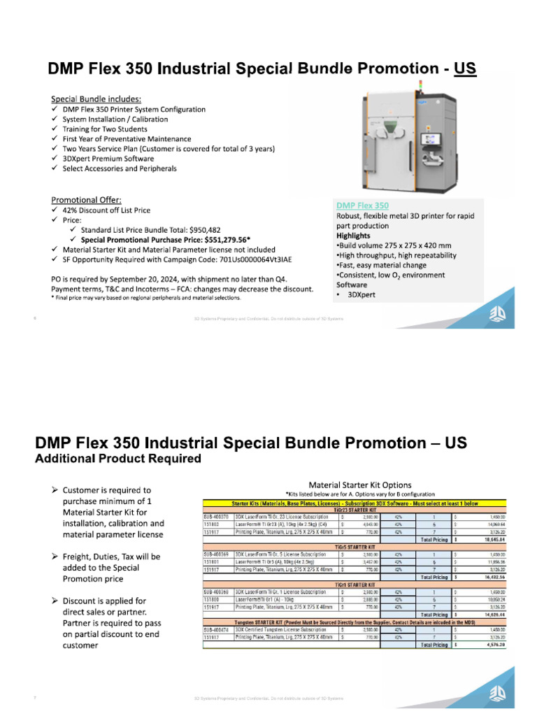 DMP Line 350 Industrial Special Bundle Promotion - US Q3 | PDF