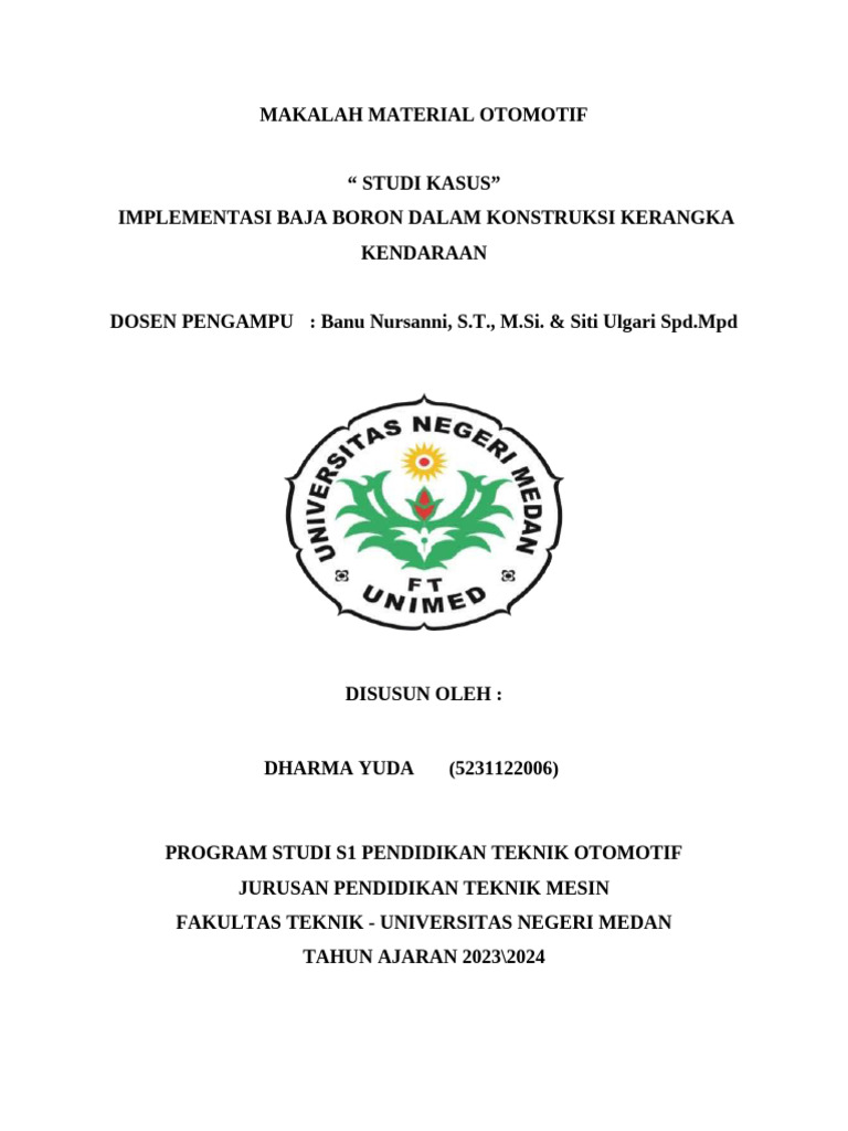Makalah Studi Kasus Dharma Yuda (5231122006) Material Otomotif | PDF