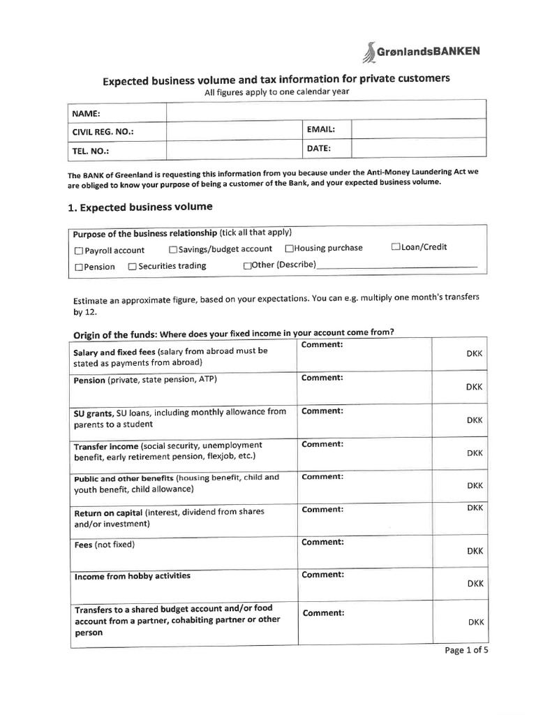 Expected business volume and tax information | PDF