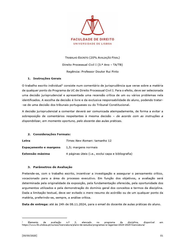 Trabalho Escrito DPC I 2024-2025 | PDF