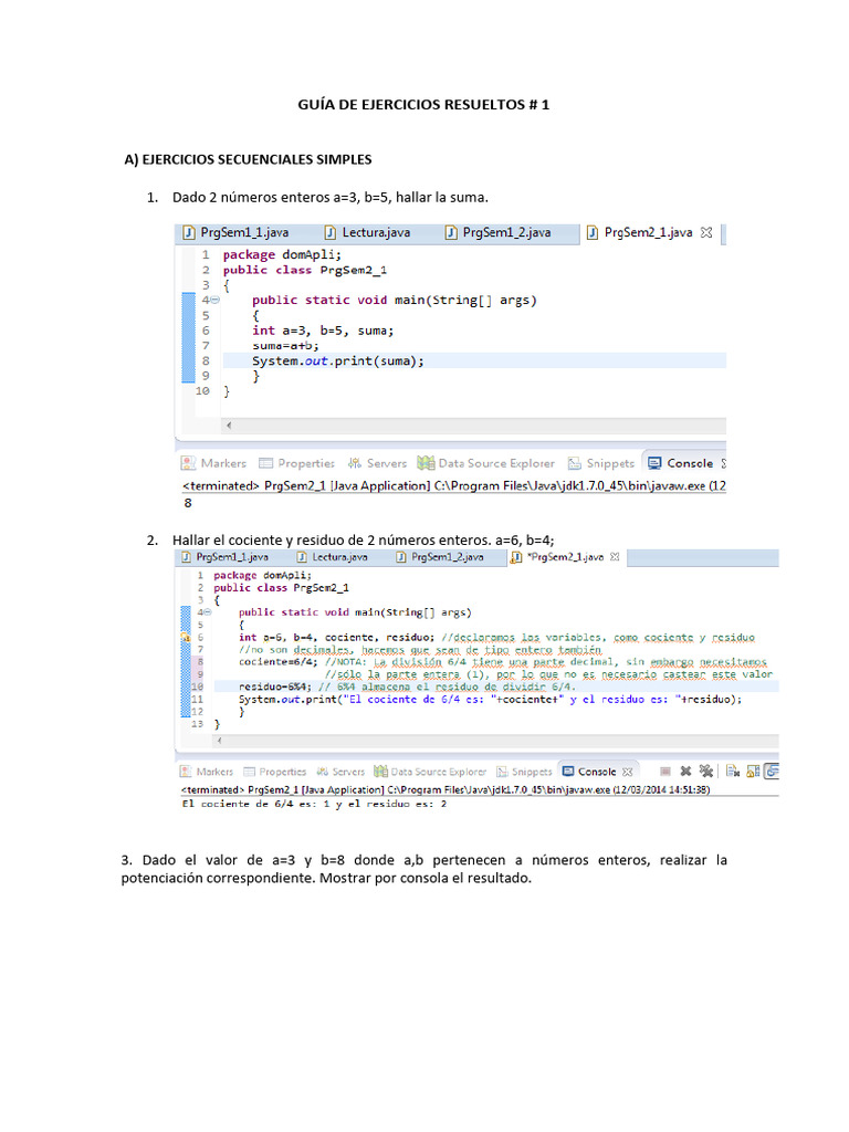 Guia de Ejercicios Uno | PDF