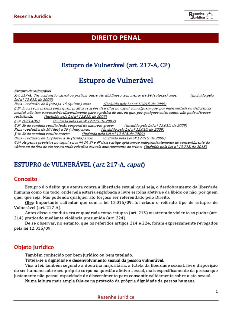 Aula 60 Crimes Dign Sex Estupro Vulneravel Pdf